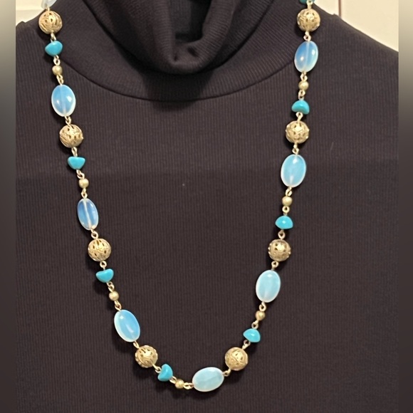 George | Jewelry | Vintage George Blue And Gold Necklace | Poshmark